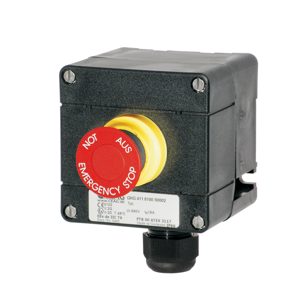 GHG411 / Emergency stop button with two contactors | Malux